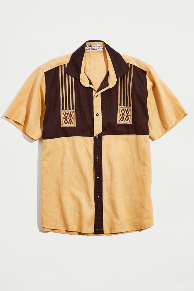 2nd Base Vintage Embroidered Colorblock Resort Shirt | Urban Outfitters
