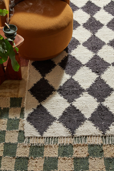 Diamond Woven Shag Rag Rug | Urban Outfitters