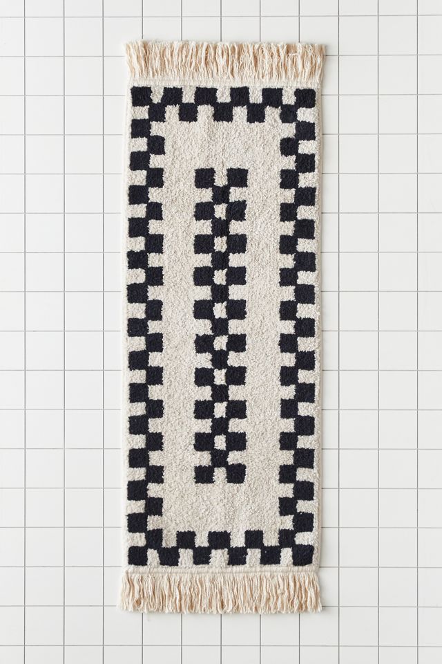 Checkerboard Border Runner Bath Mat | Urban Outfitters Canada