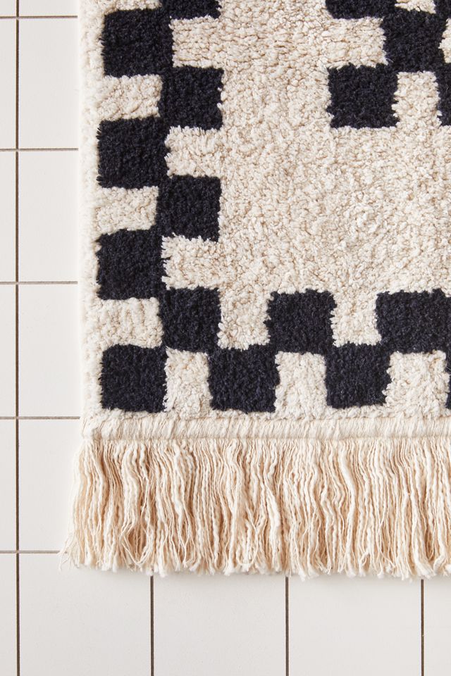 Checkerboard Border Runner Bath Mat | Urban Outfitters Canada