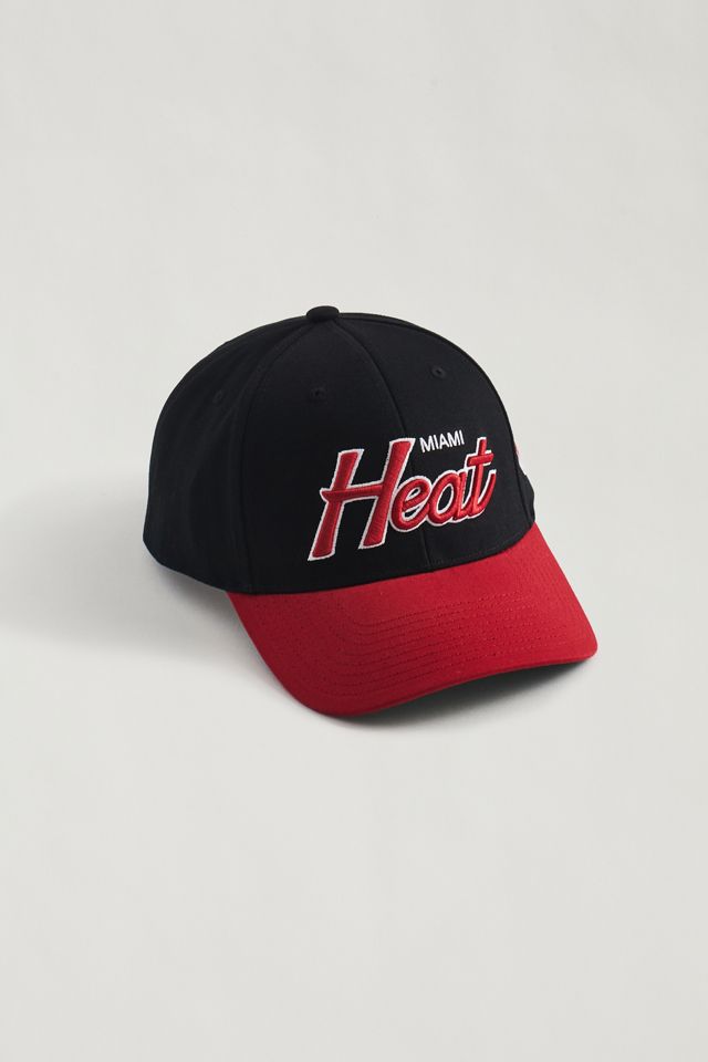 Mitchell & Ness Miami Heat Two-Tone Script Baseball Hat | Urban Outfitters