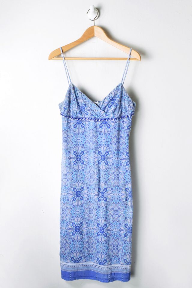 Vintage 90s Light Blue Printed Dress | Urban Outfitters