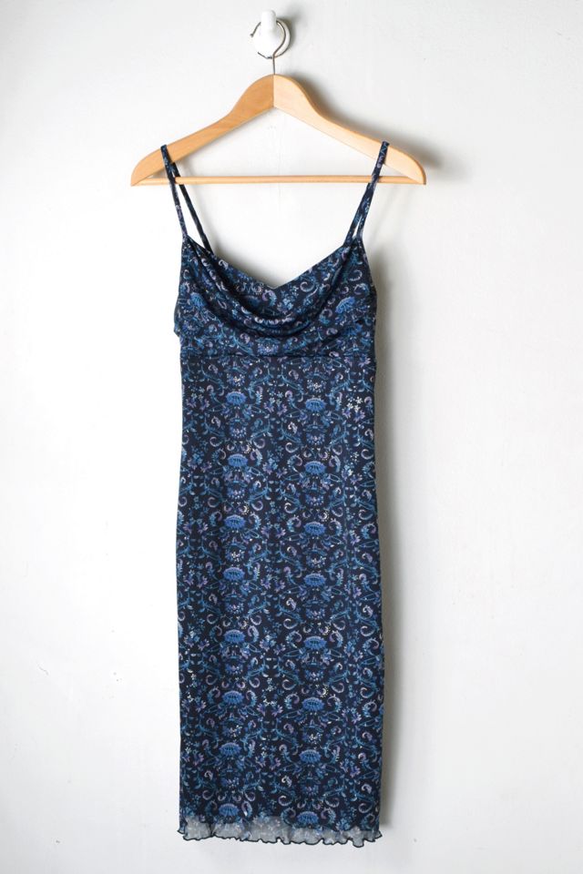 Vintage 00s Blue & Black Printed Dress | Urban Outfitters