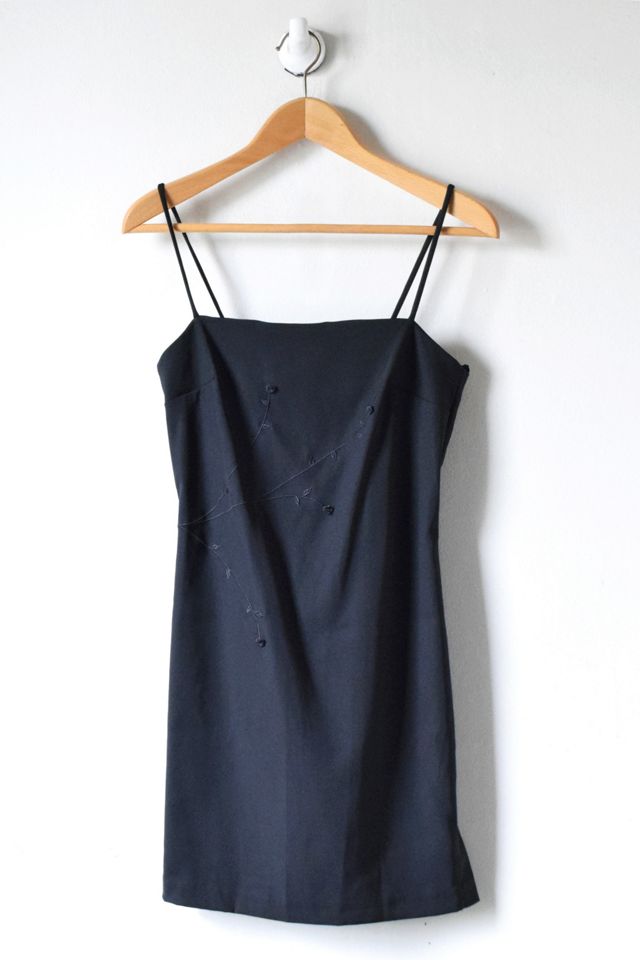 Vintage 00s Black Embroidered Mini Dress | Urban Outfitters