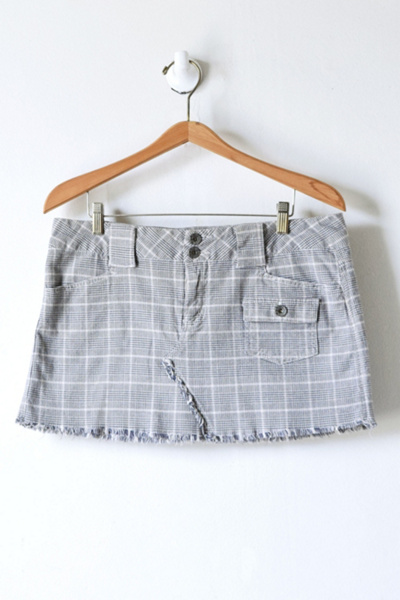 Vintage 00s Black & Beige Glen Plaid Micro Mini Skirt | Urban Outfitters