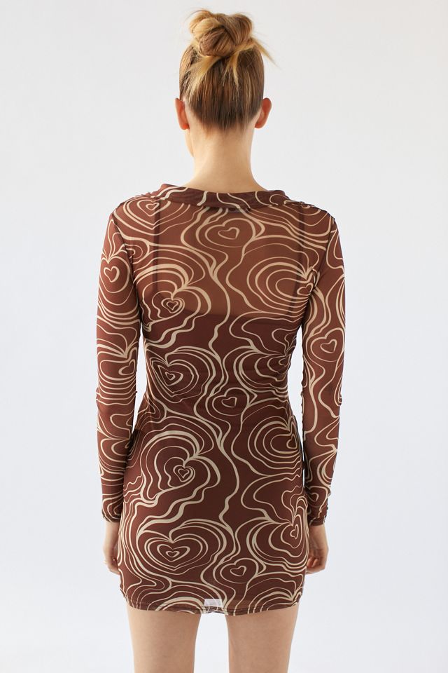 Daisy Street Mesh Swirl Mini Dress | Urban Outfitters