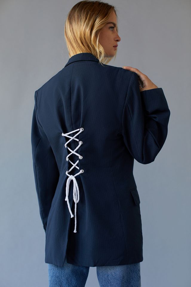 Urban Renewal Recycled Lace-Up Oversized Blazer | Urban Outfitters Urban Renewal Recycled Lace-Up Oversized Blazer | Urban Outfitters