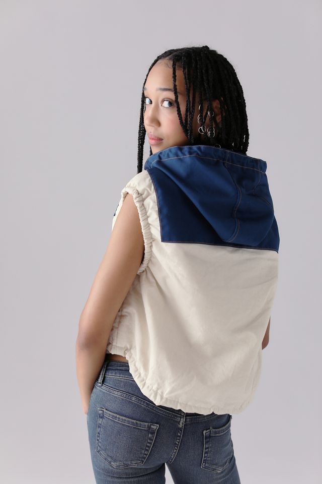 BDG Yara Linen & Denim Puffer Vest | Urban Outfitters