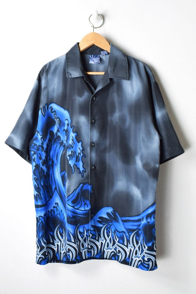Vintage Y2K Ocean Wave Button-Down Shirt | Urban Outfitters