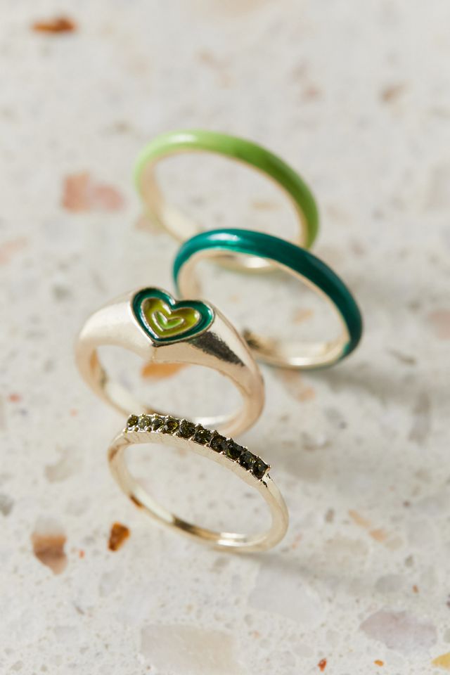 Jennifer Enamel Heart Ring Set | Urban Outfitters