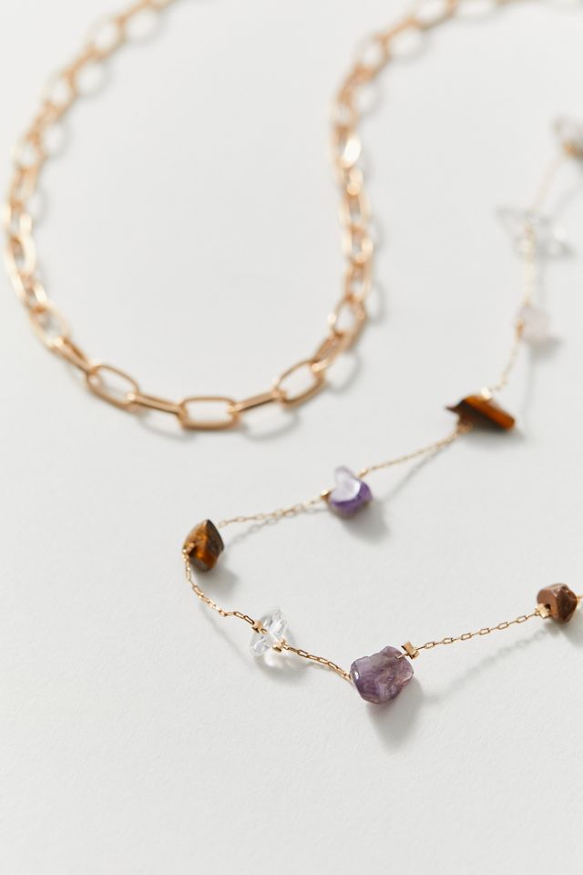 Genuine Stone And Chain Necklace Set | Urban Outfitters