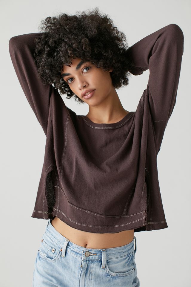 UO Rebel Raw-Edge Long Sleeve Tee | Urban Outfitters Canada