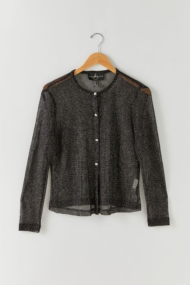 Vintage Button-Front Sparkle Top | Urban Outfitters