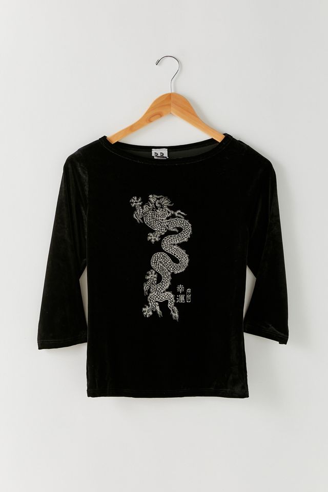 Vintage Velvet Dragon Top | Urban Outfitters