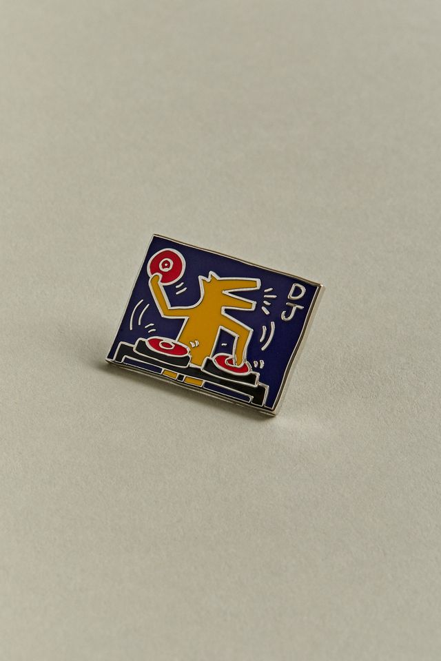 Pintrill Keith Haring Pop Shop DJ Enamel Pin | Urban Outfitters