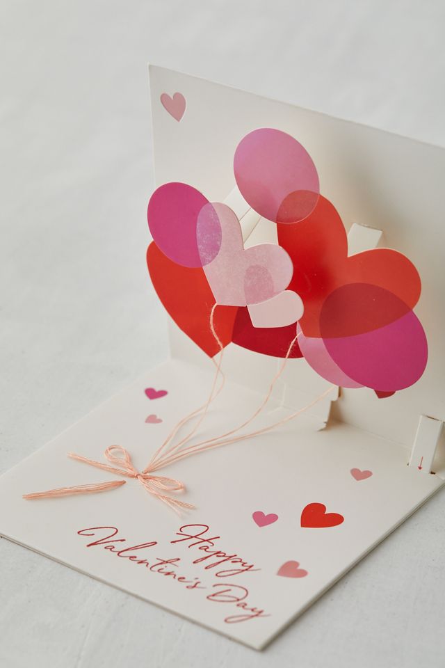 Up With Paper Heart Balloons Pop Up Valentine's Day Card | Urban Outfitters
