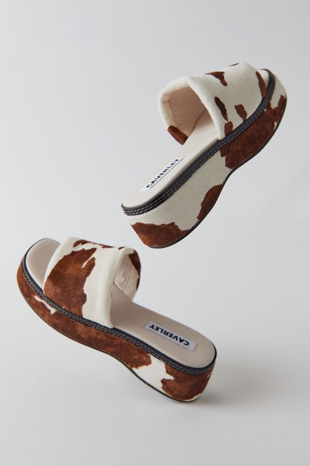 CAVERLEY Tammy Cow Print Wedge Sandal | Urban Outfitters