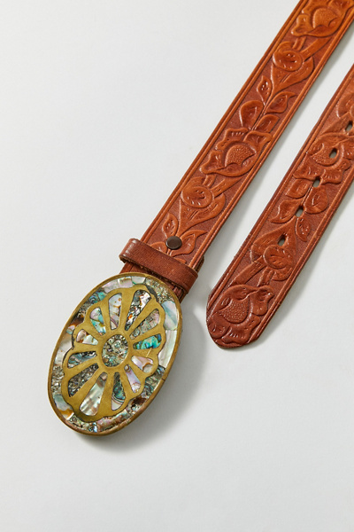 Vintage Shell Buckle Leather Belt | Urban Outfitters
