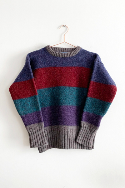 Vintage Wool Fitted Multi Color Striped Sweater | Urban Outfitters