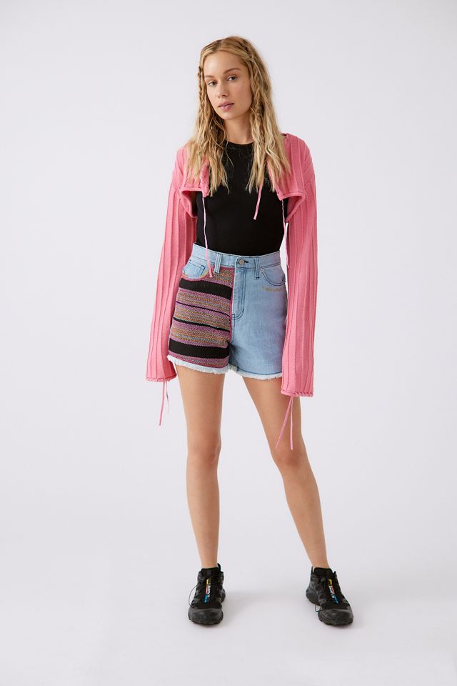 BDG A-Line Cutoff Denim Short — Blanket Patchwork | Urban Outfitters