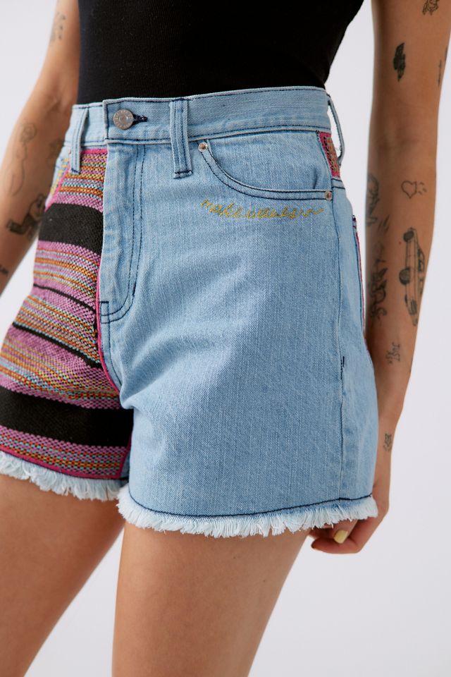 BDG A-Line Cutoff Denim Short — Blanket Patchwork | Urban Outfitters