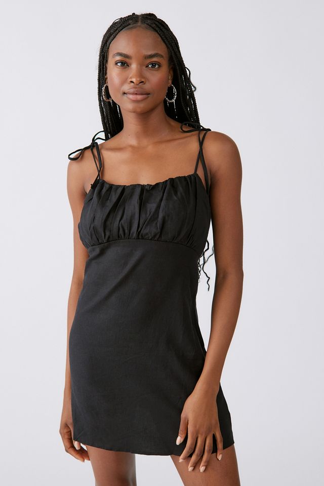 Urban Renewal Linen Ruched Mini Dress | Urban Outfitters