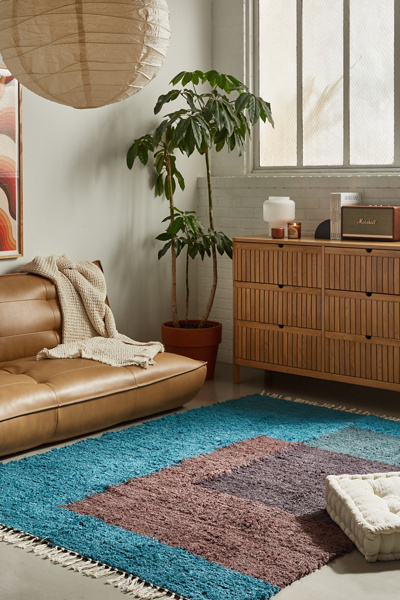 Colorblock Woven Shag Rag Rug | Urban Outfitters