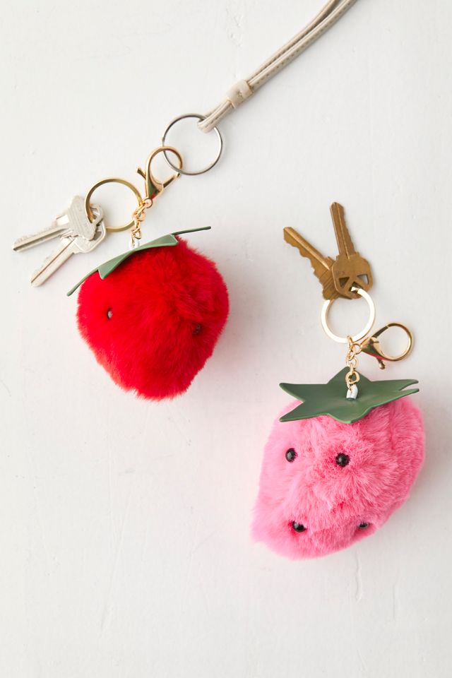 Fluffy Strawberry Keychain | Urban Outfitters