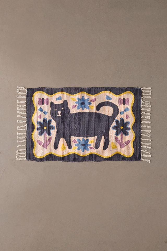Kitty Cat Screen Printed Rag Rug | Urban Outfitters
