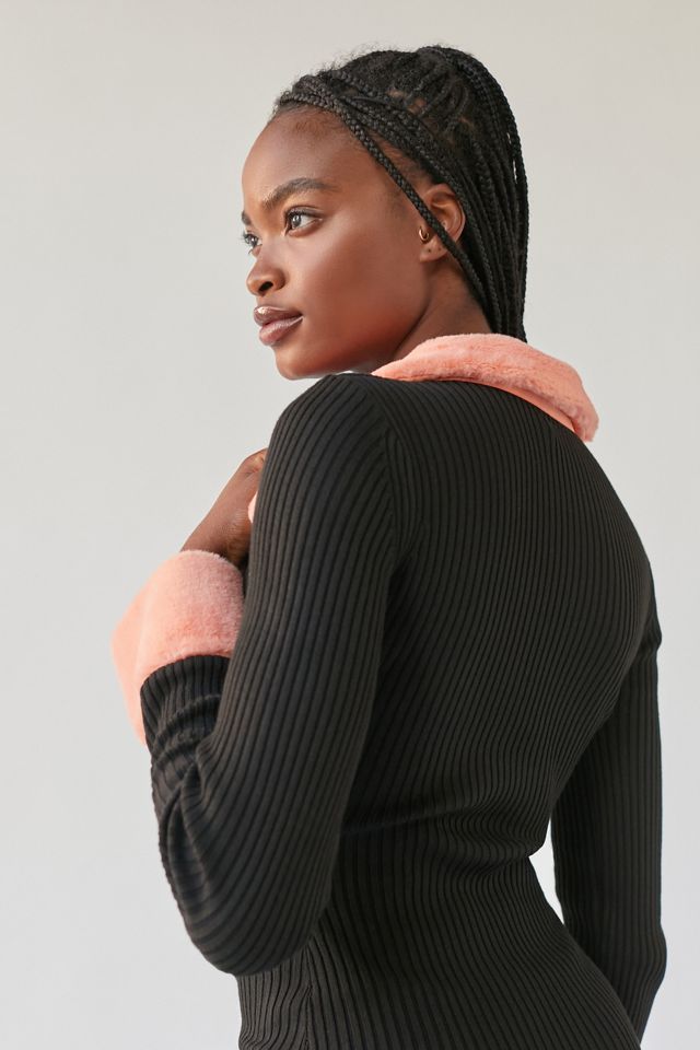 Daisy Street Faux Fur Trim Mini Dress | Urban Outfitters