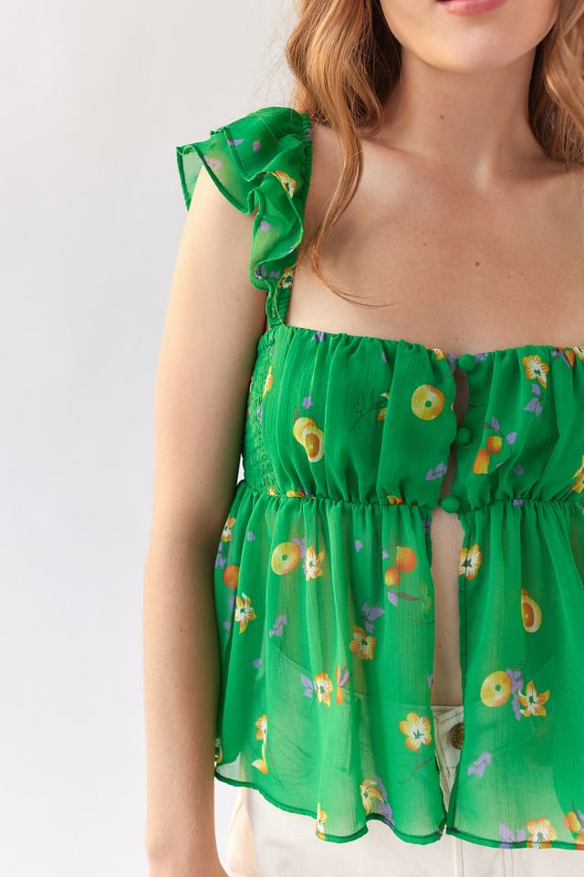 UO Deandra Chiffon Split Bottom Top | Urban Outfitters