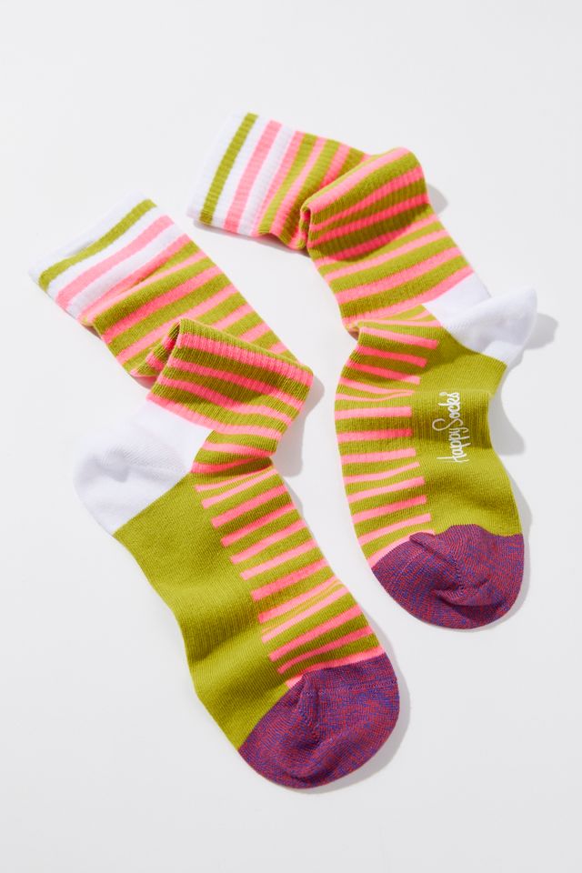 Happy Socks Neon Stripe Crew Sock | Urban Outfitters