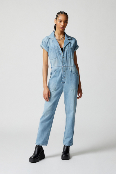 Pistola Grover Short Sleeve Coverall Jumpsuit In Light Blue | ModeSens