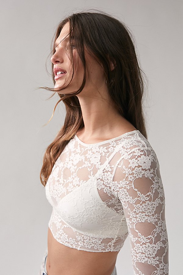Urban Outfitters Uo Danica Lace Sheer Long Sleeve Top In Ivory | ModeSens Urban Outfitters Uo Danica Lace Sheer Long Sleeve Top In Ivory | ModeSens