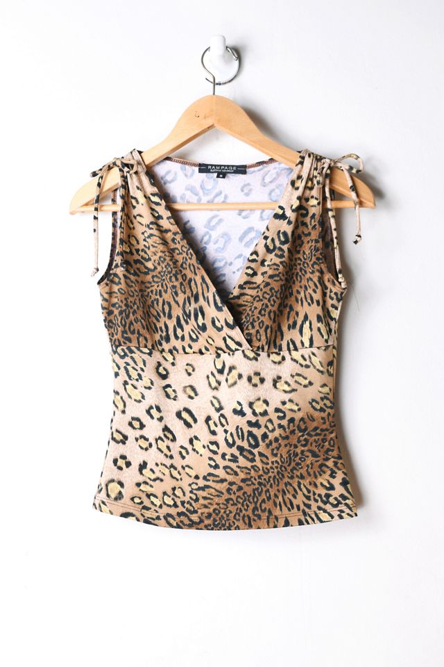 Vintage Y2K Leopard Printed Wrap Top | Urban Outfitters