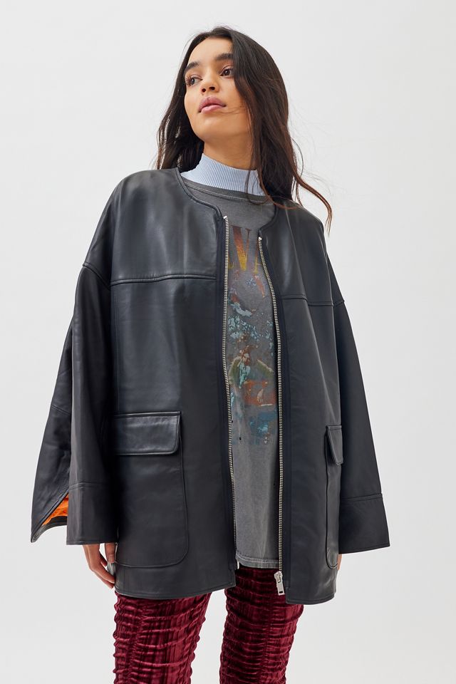 Deadwood Ava Oversized Leather Liner Jacket | Urban Outfitters
