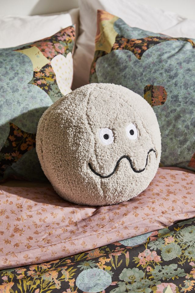 Squiggle Face Sherpa Fleece Throw Pillow | Urban Outfitters