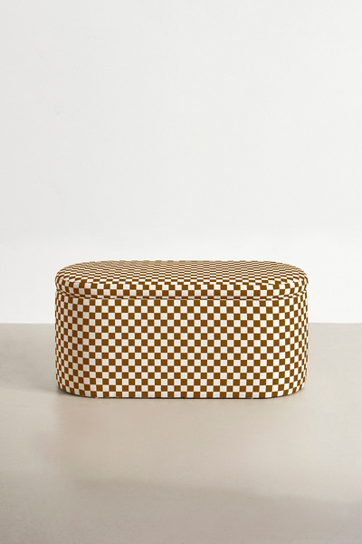 Urban Outfitters Shae Checkered Storage Bench In Burnt Orange | ModeSens