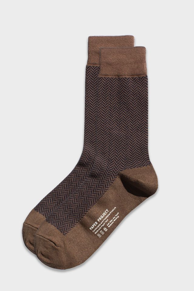 PAPER PROJECT Cotton Blend Herringbone Crew Socks | Urban Outfitters