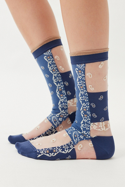 Hansel From Basel Bandana Sheer Crew Sock | Urban Outfitters