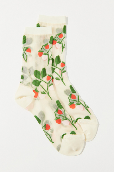 Hansel From Basel Strawberry Fields Sheer Sock | Urban Outfitters