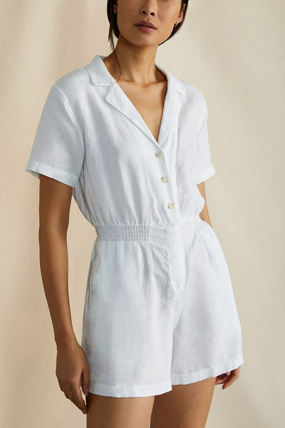 Onia Crinkled Gauze Button Down Romper | Urban Outfitters