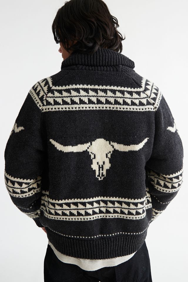 Schott Longhorn Motif Zip Sweater | Urban Outfitters