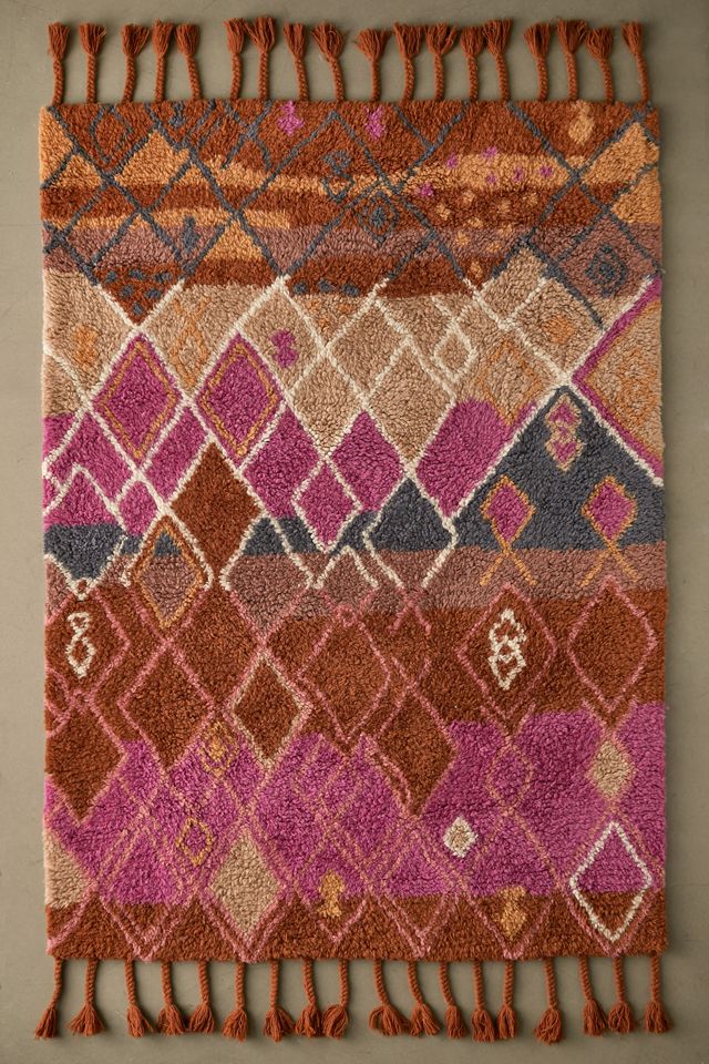 Abstract Diamond Shag Rug | Urban Outfitters