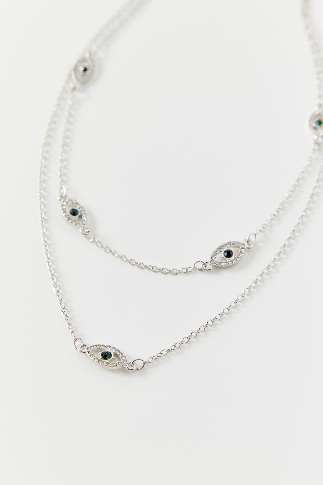 Rhinestone Evil Eye Layer Necklace | Urban Outfitters