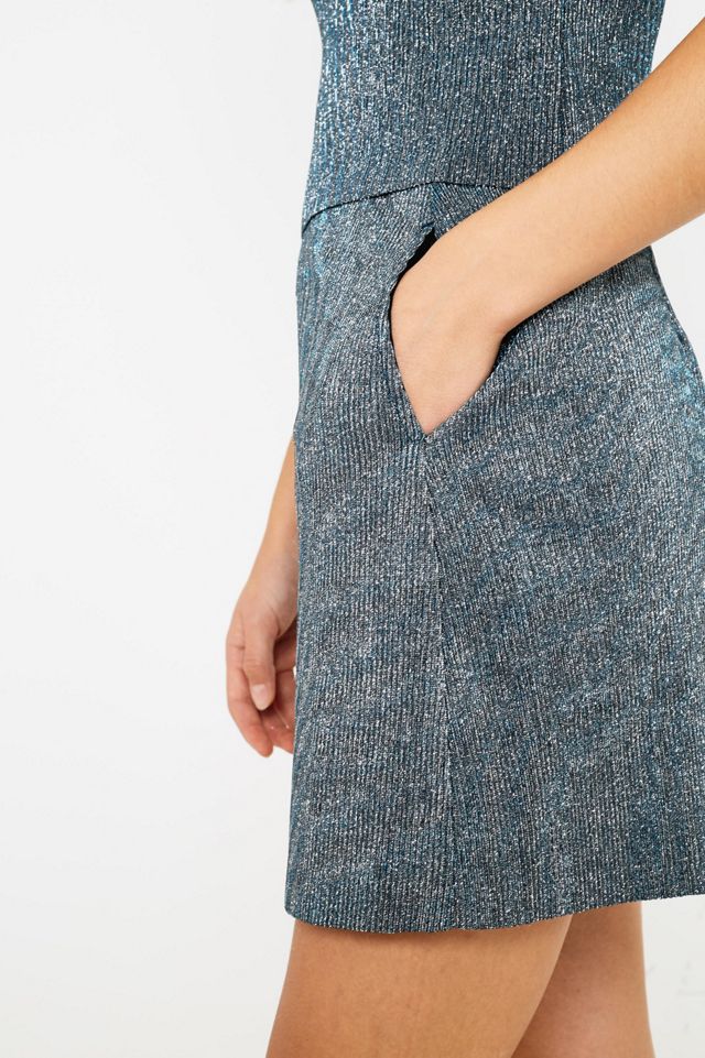 UO Blue Sparkly Metallic Mini Skirt | Urban Outfitters