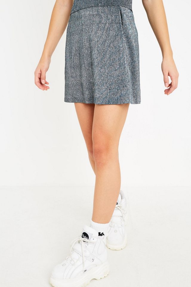 UO Blue Sparkly Metallic Mini Skirt | Urban Outfitters
