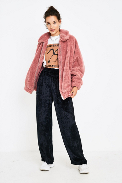 UO Black Velvet Puddle Pant | Urban Outfitters