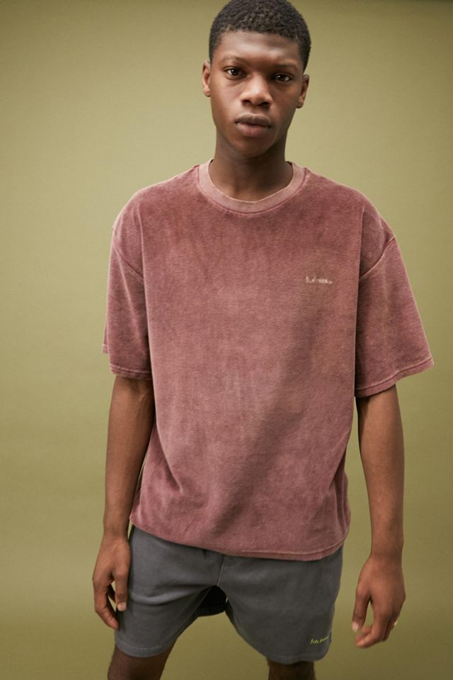 iets frans... Burgundy Acid Wash Velour Tee | Urban Outfitters