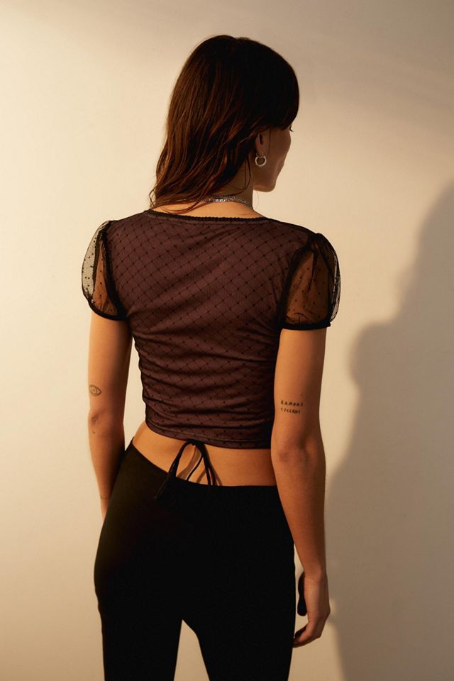 UO Hook-And-Eye Front Mesh Top | Urban Outfitters